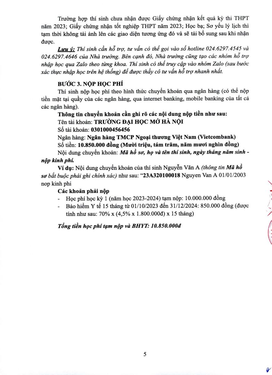 Cổng thông tin tuyển sinh Trường Đại học Mở Hà Nội